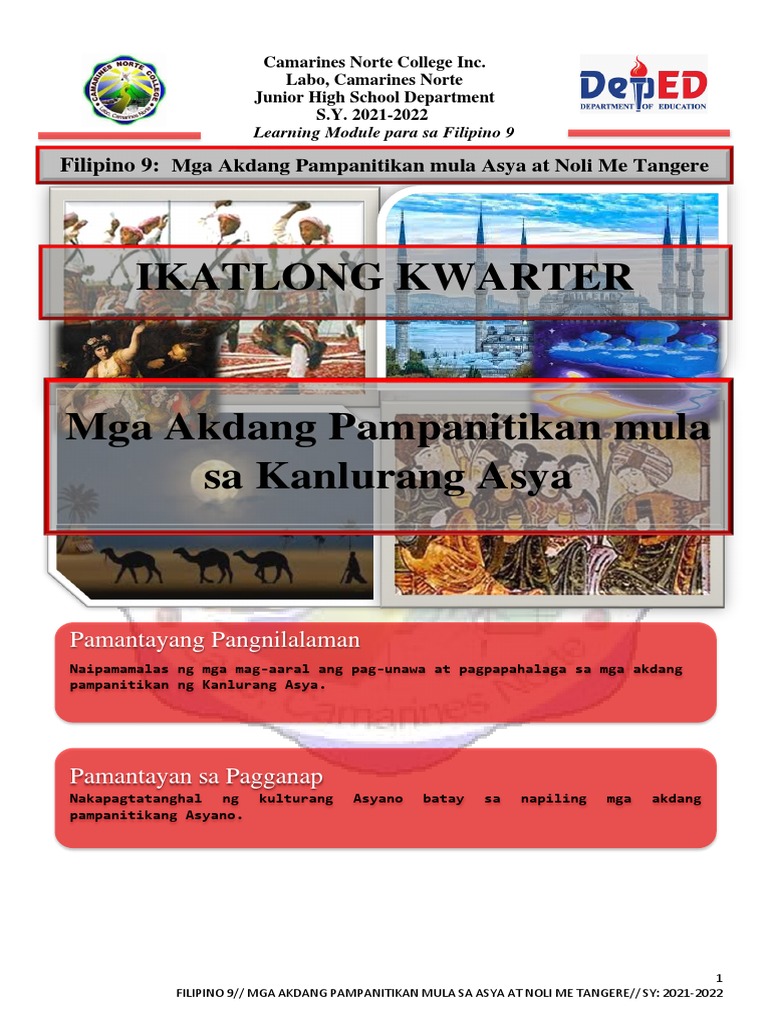 Filipino+9+Module+q3+Sy+2021 22 | PDF