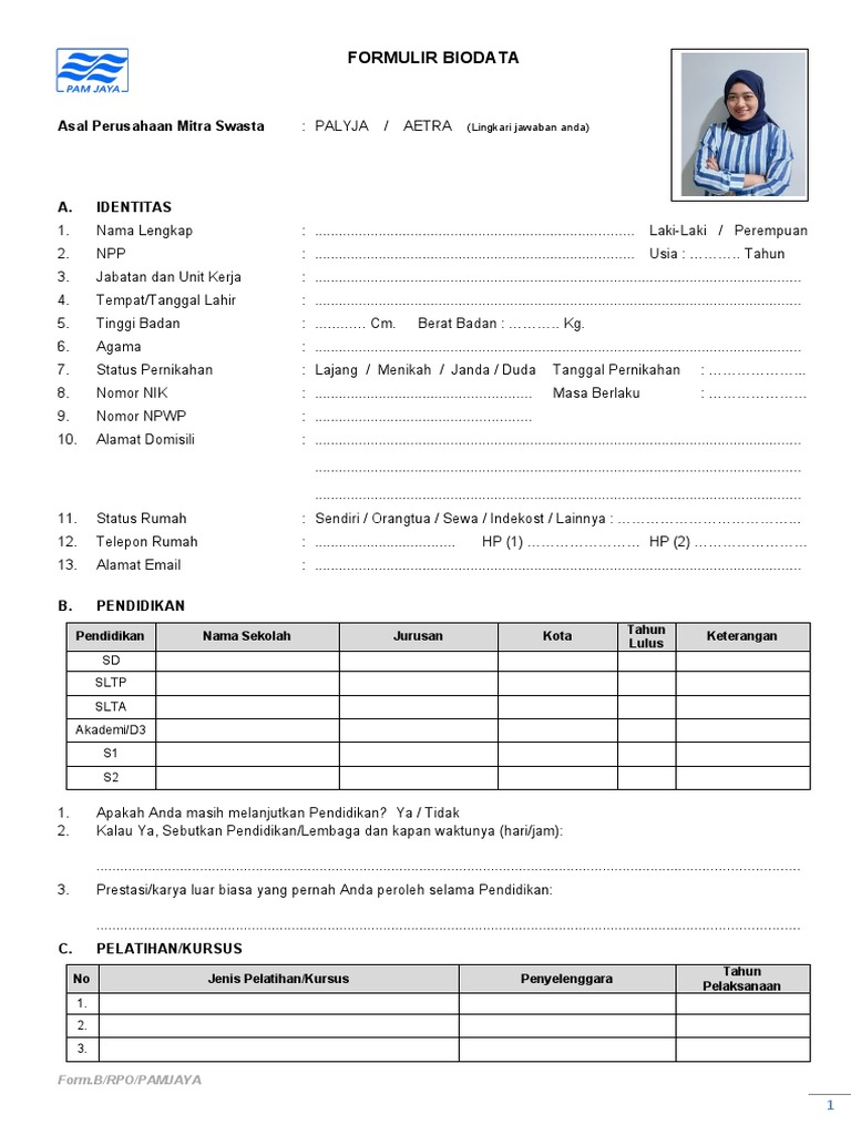 Formulir Biodata | PDF