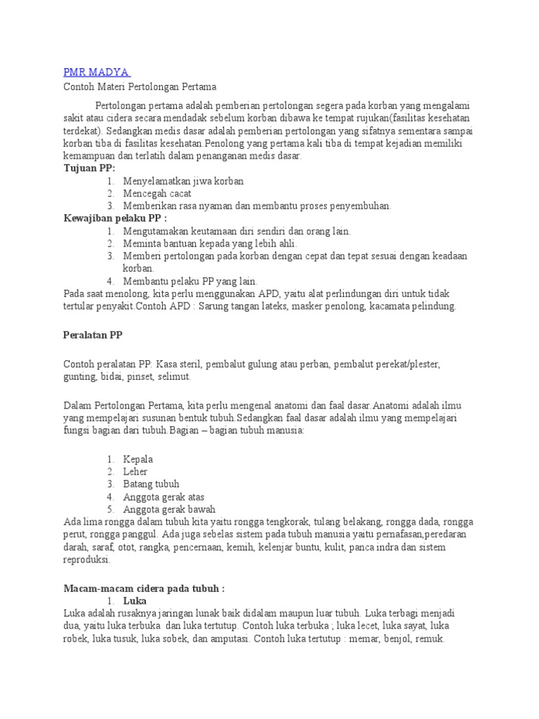 Pmr Madya Pertolongan Pertama Pdf