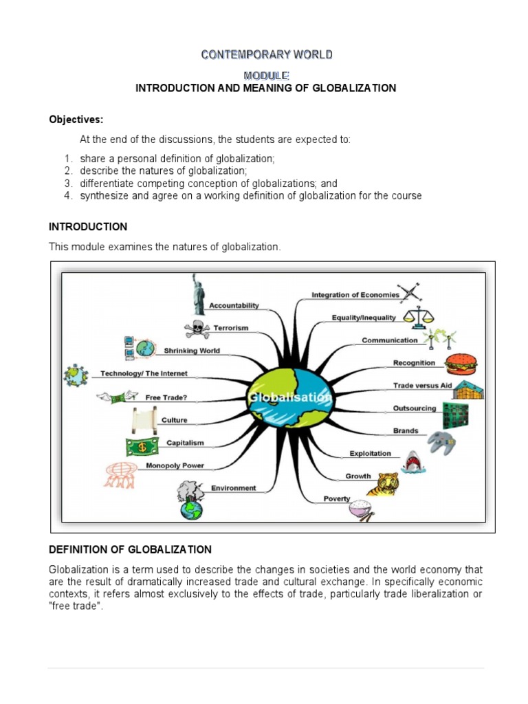 Module 1 Contemporary World | PDF | Globalization | Market (Economics)