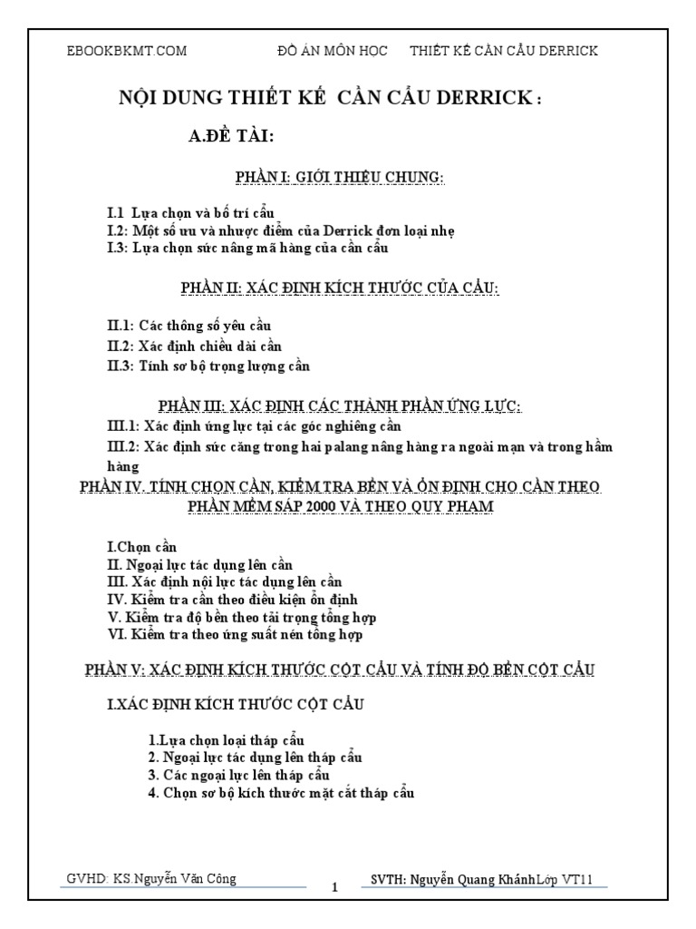 Đồ Án - Thiết Kế Cần Cẩu Derrick | PDF