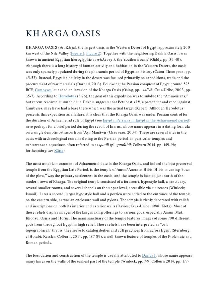 Achaemenid Temples and Qanats of Kharga Oasis | PDF | Ancient Egypt