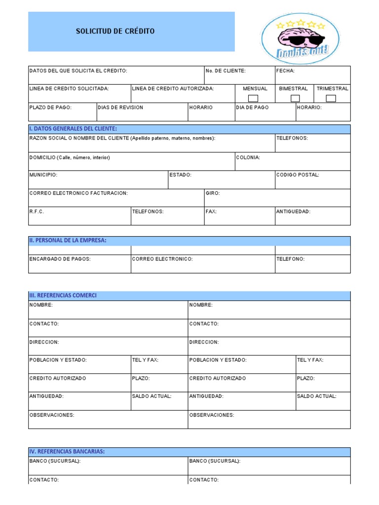Formato Y Ejemplo De Solicitud De Credito