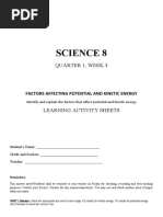 SCIENCE 8 Learning Activity Sheets | PDF | Force | Velocity