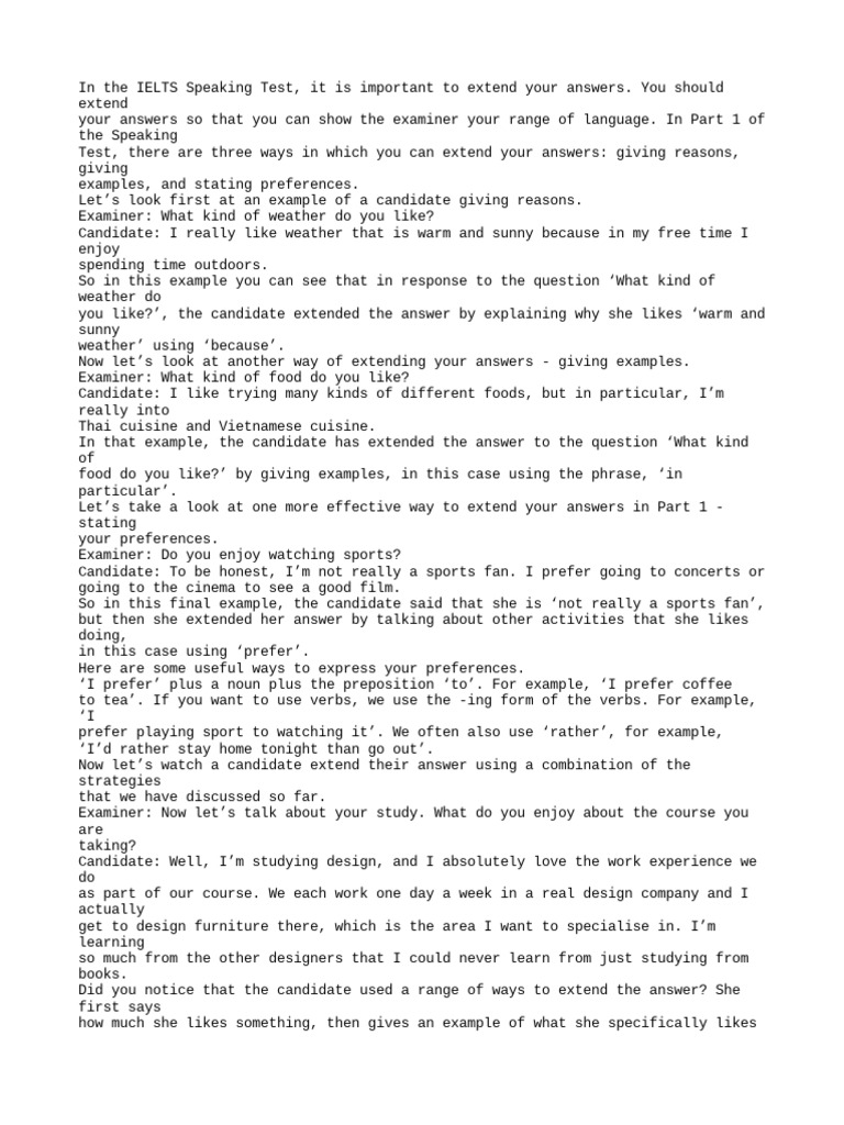 IELTSx 2 2 6 1 Focus On Fluency Extending Your Answer V5 New Tail en | PDF