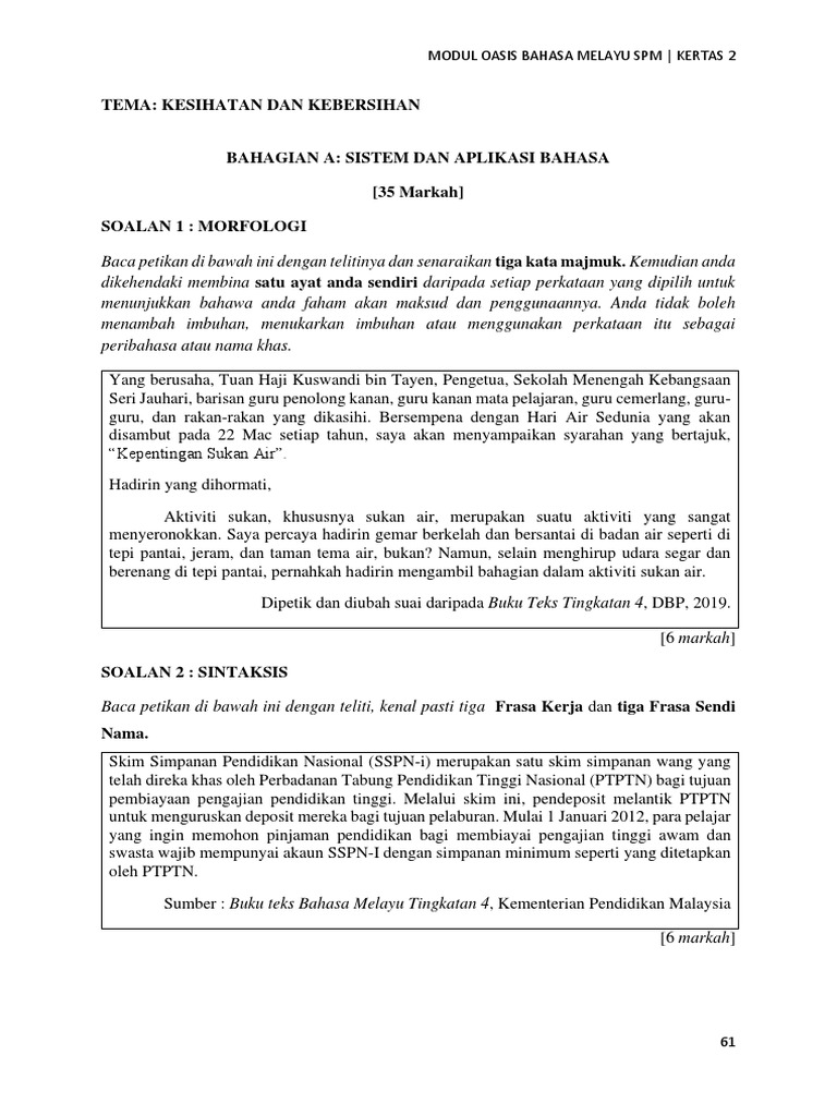 016 Modul OASIS BM SPM Kertas 2-11-18 | PDF