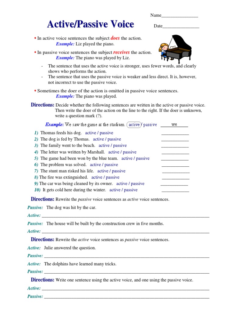 A Guide to Active and Passive Voice: Identifying Structures, Rewriting ...