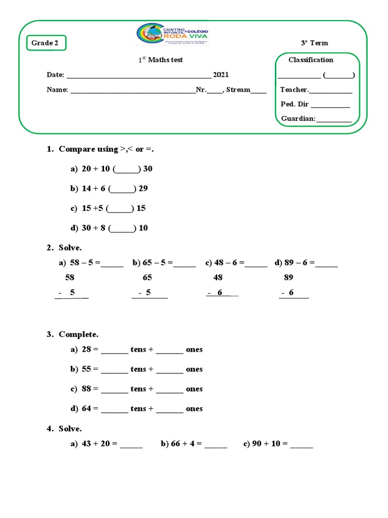 Maths Work Sheet 10 - Cópia | PDF
