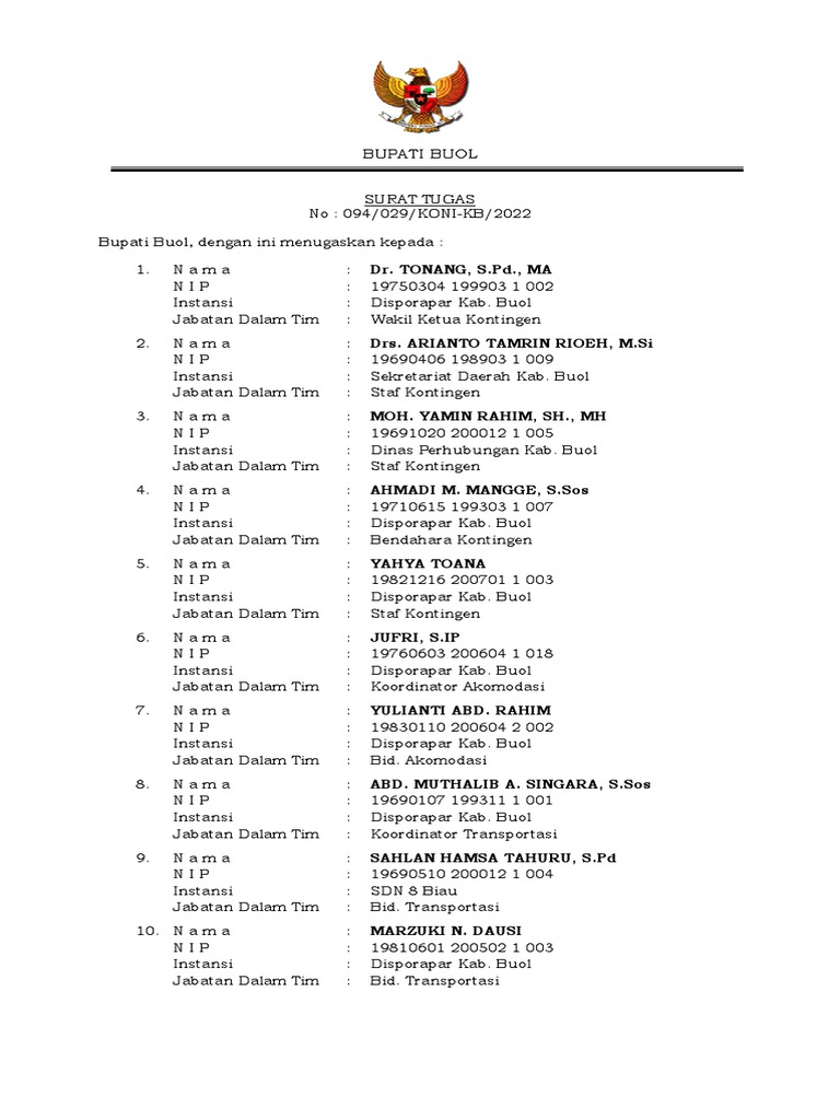 Surat Tugas BUPATI | PDF | Ilmu Sosial