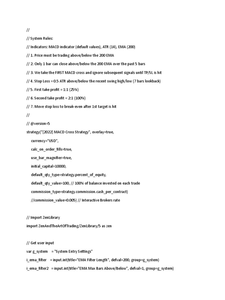 MACD Strategy Pine Script Code | PDF | Financial Markets | Market ... MACD Strategy Pine Script Code | PDF | Financial Markets | Market ...