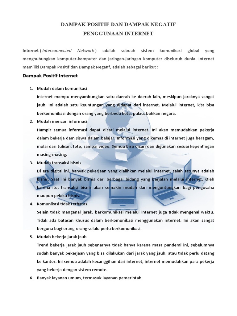 Dampak Positif dan Negatif Internet | PDF