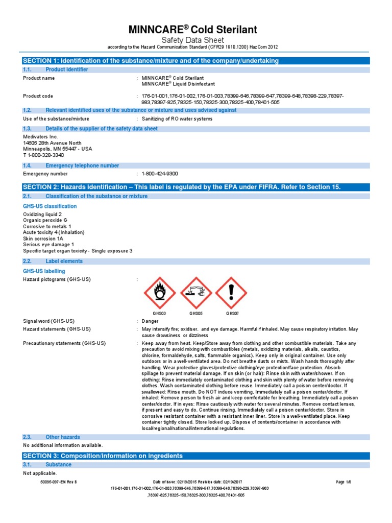 MSDS Minncare 50095-097-EN-REV-B | PDF | Firefighting | Magnesium