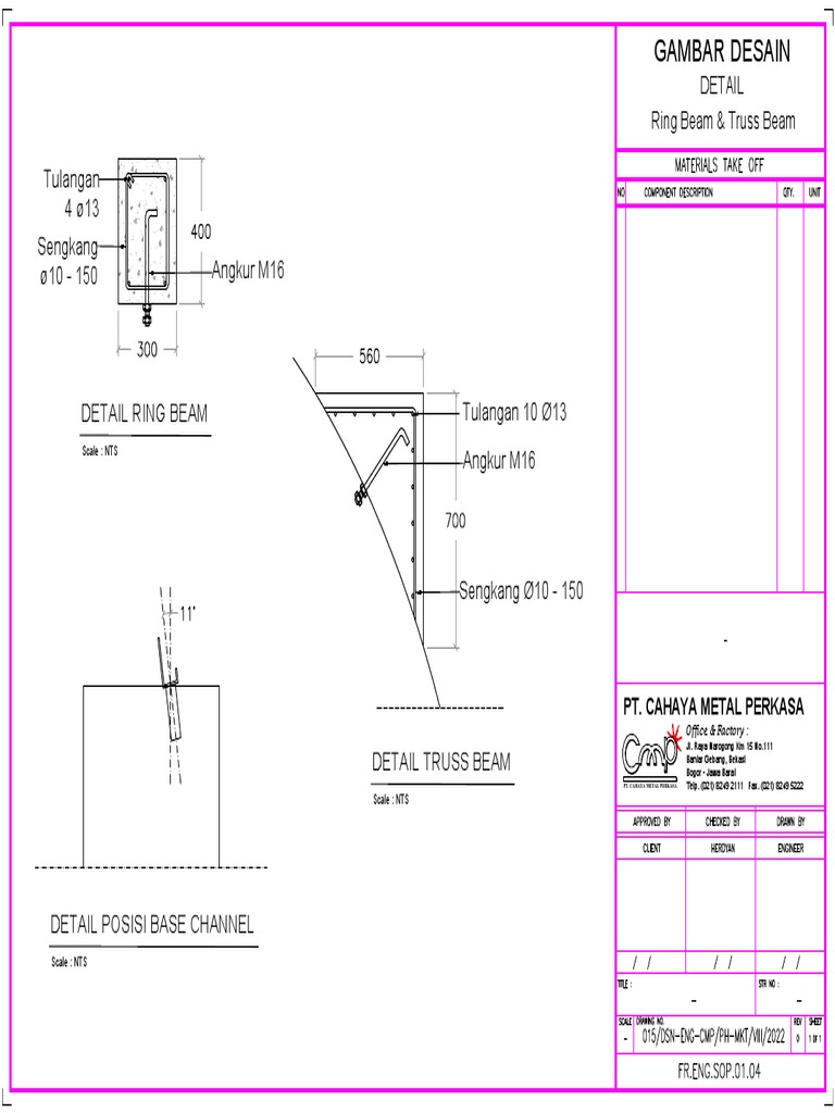 Detail Ring Beam & Truss Beam | PDF
