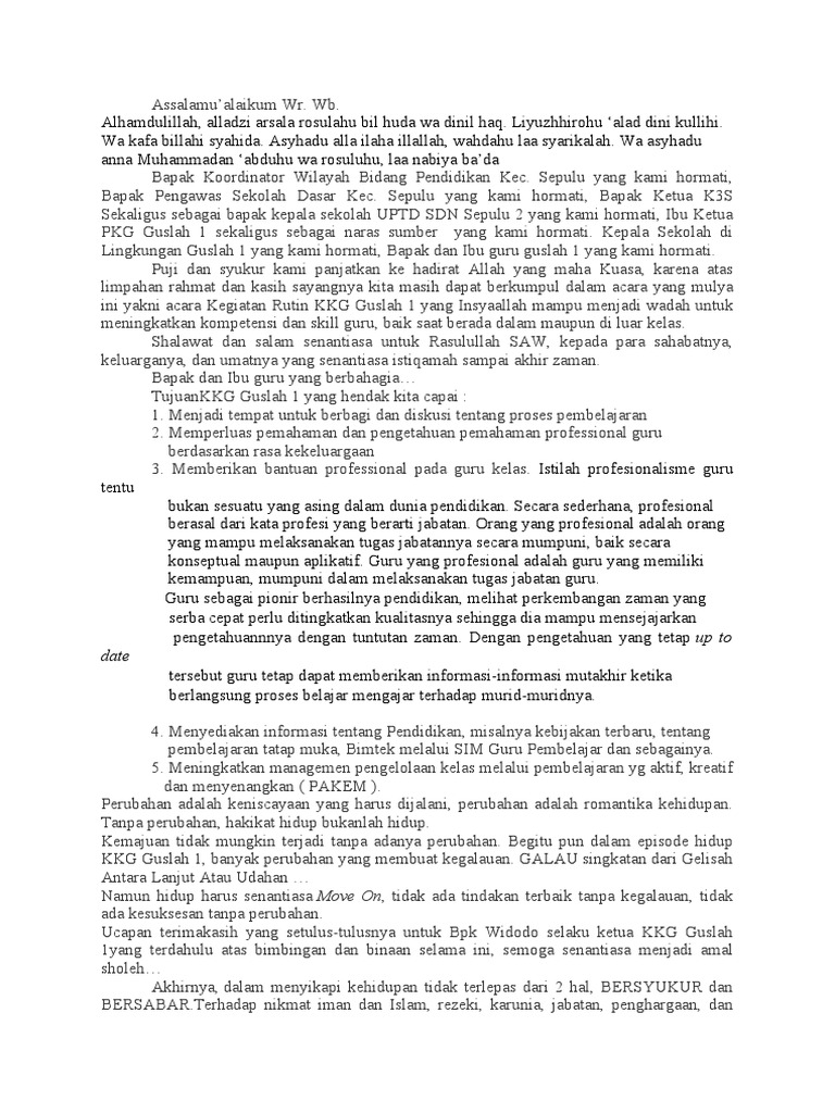 Sambutan Ketua KKG Guslah 1 | PDF | Karier & Perkembangan