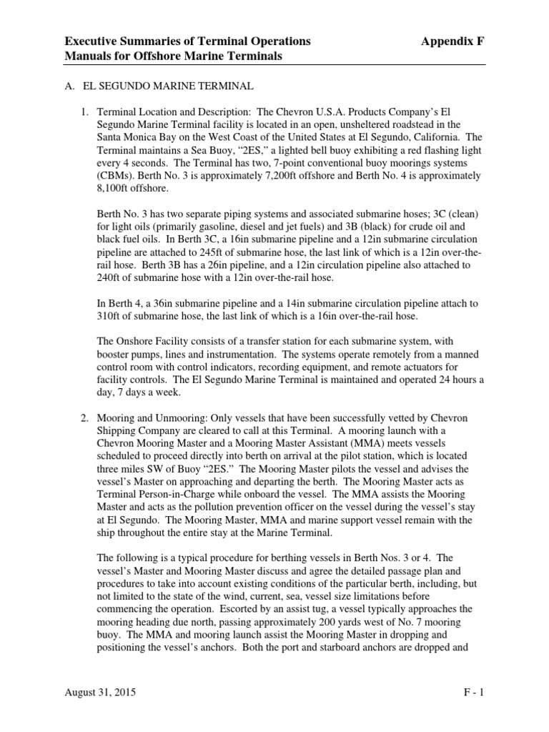EL SEGUNDO Marine Terminal Version - 2015 | PDF | Pipeline Transport ...