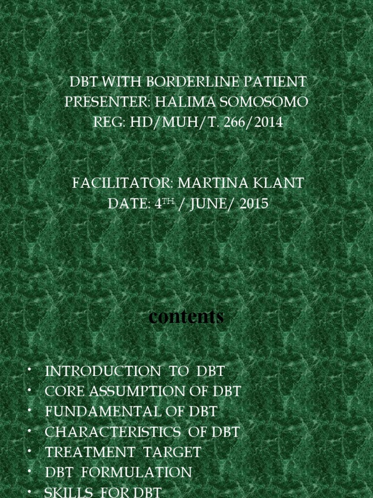 DBT With Bordeline Patient | PDF | Dialectical Behavior Therapy ...