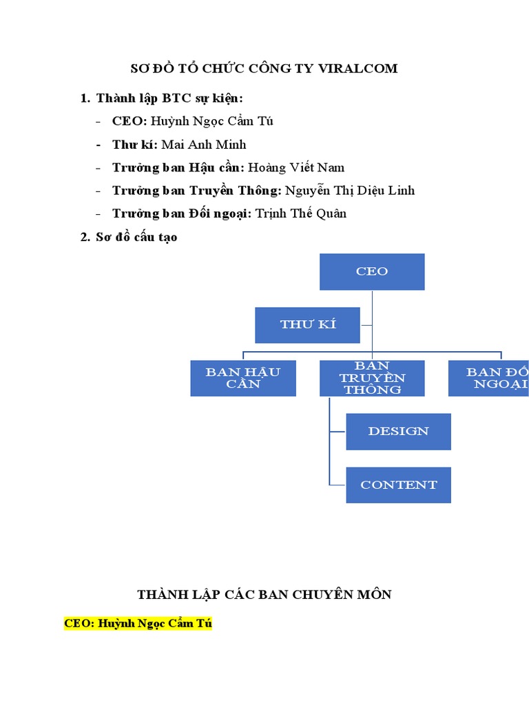 Sơ Đ T CH C Công Ty Viralcom | PDF