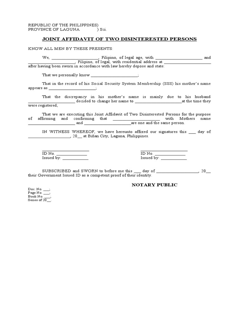 Joint Affidavit - Sample | PDF