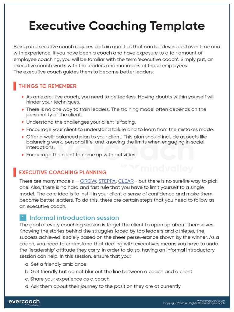 Executive Coaching Template by Evercoach | PDF | Emotional Intelligence ...