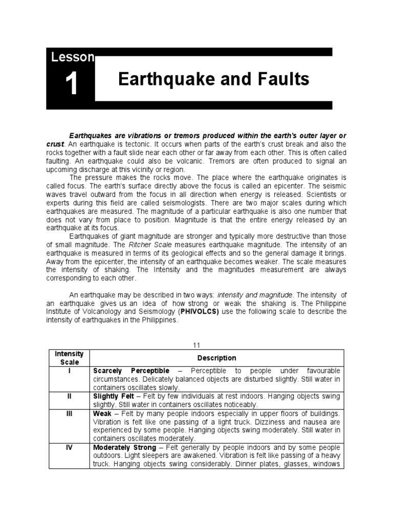 Earthquake Lesson | PDF | Earthquakes | Fault (Geology)