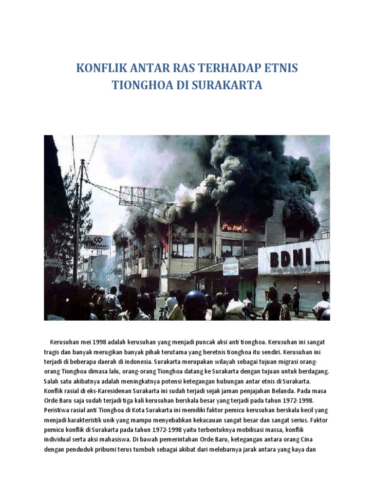 Konflik Antar Ras Terhadap Etnis Tionghoa Di Surakarta | PDF