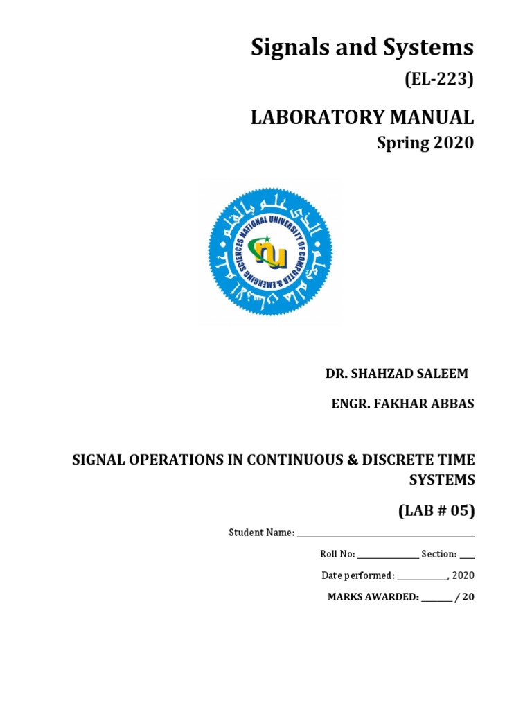 SNS Lab 05 SP 20 | PDF | Discrete Time And Continuous Time | Variable (Mathematics)