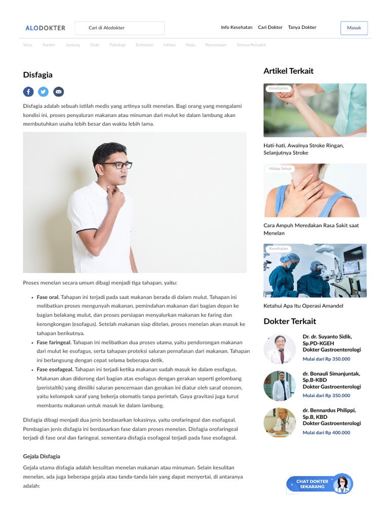 Disfagia - Gejala, Penyebab Dan Mengobati - Alodokter | PDF