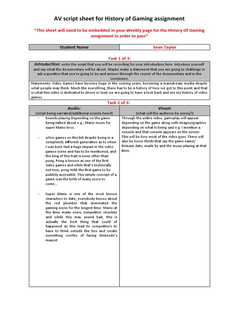 History of Gaming Script Overview | PDF | Mario | Video Games