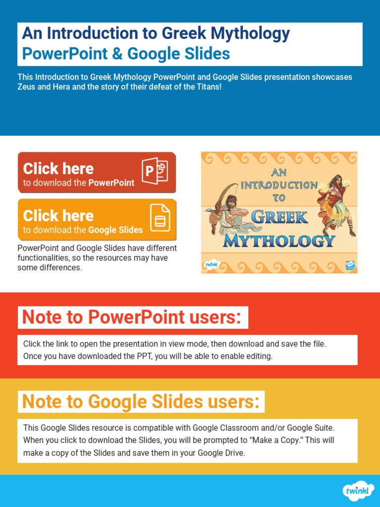 Introduction to Greek Mythology Slides | PDF