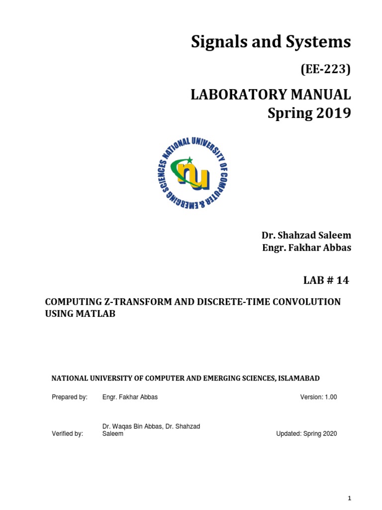 Exploring Z-Transforms, Discrete-Time Convolutions, and Computing ...