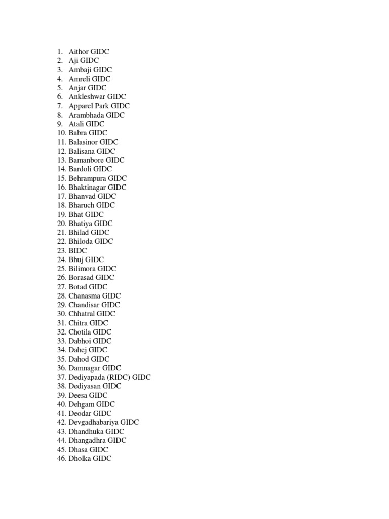 List of Gidc in Gujarat | PDF