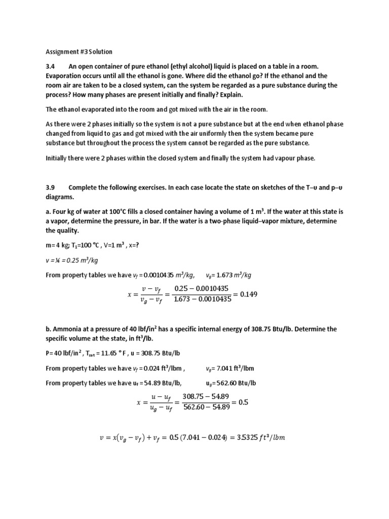 Assignment3 Solution | PDF | Phase (Matter) | Evaporation