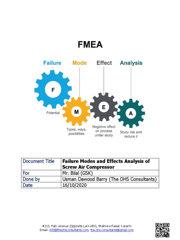 FMEA - Screw Air Compressor | PDF | Physical Sciences | Equipment