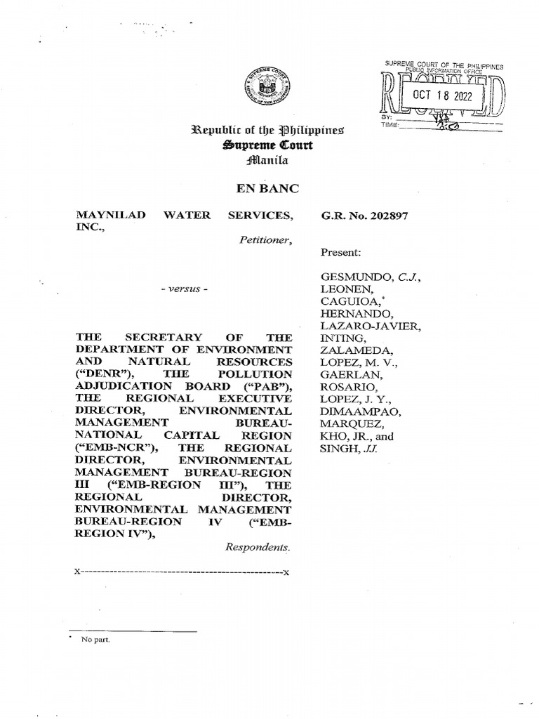 Maynilad V Sec of Denr | PDF