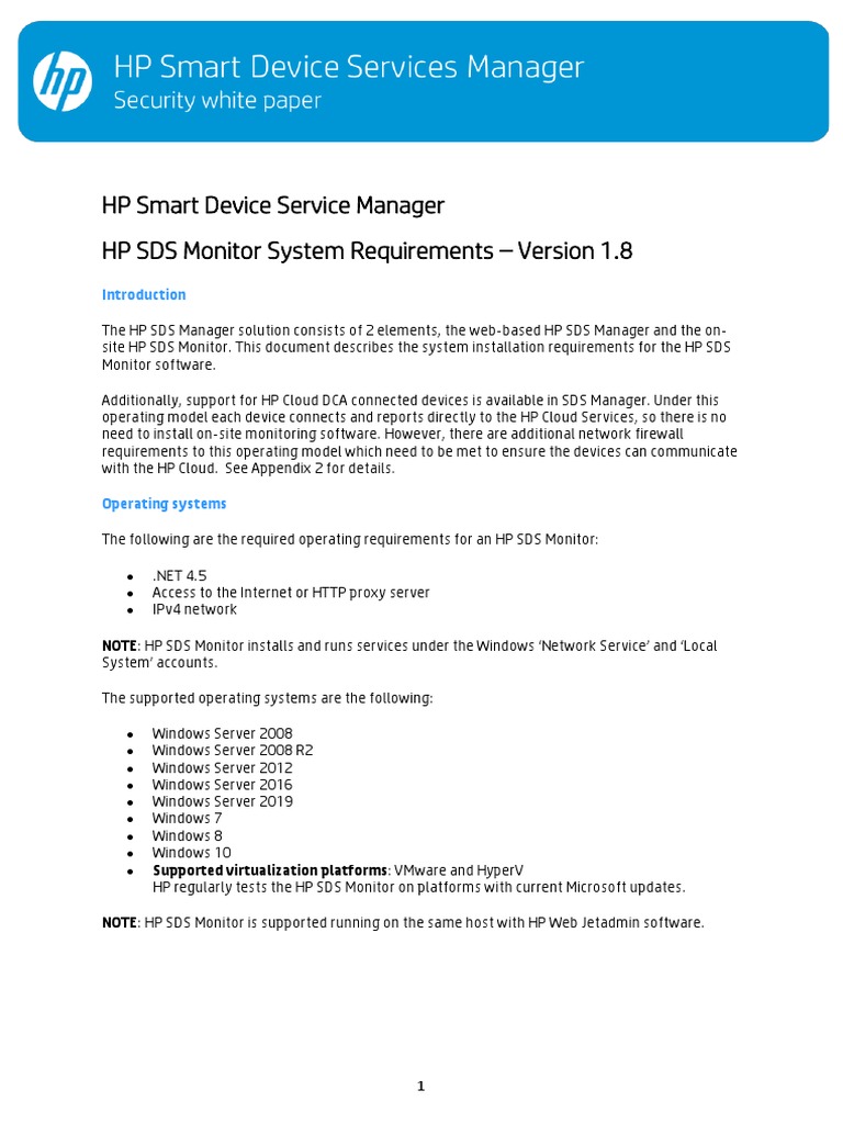 HP SDS Monitor System Requirements v1.8 August 2022 | PDF | Port ...