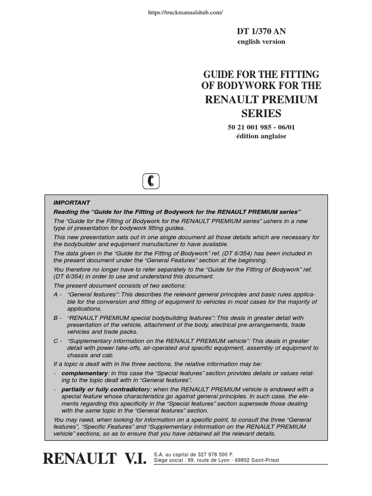 Renault Premium Bodywork Manual | Download Free PDF | Vehicle Technology | Mechanical Engineering