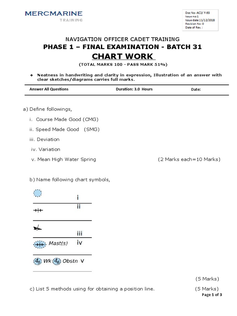 Chart Work Que Paper | PDF | Compass | Navigation