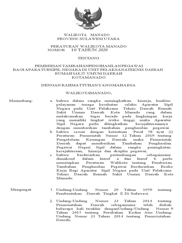 Perwali No. 10 Tahun 2020 | PDF
