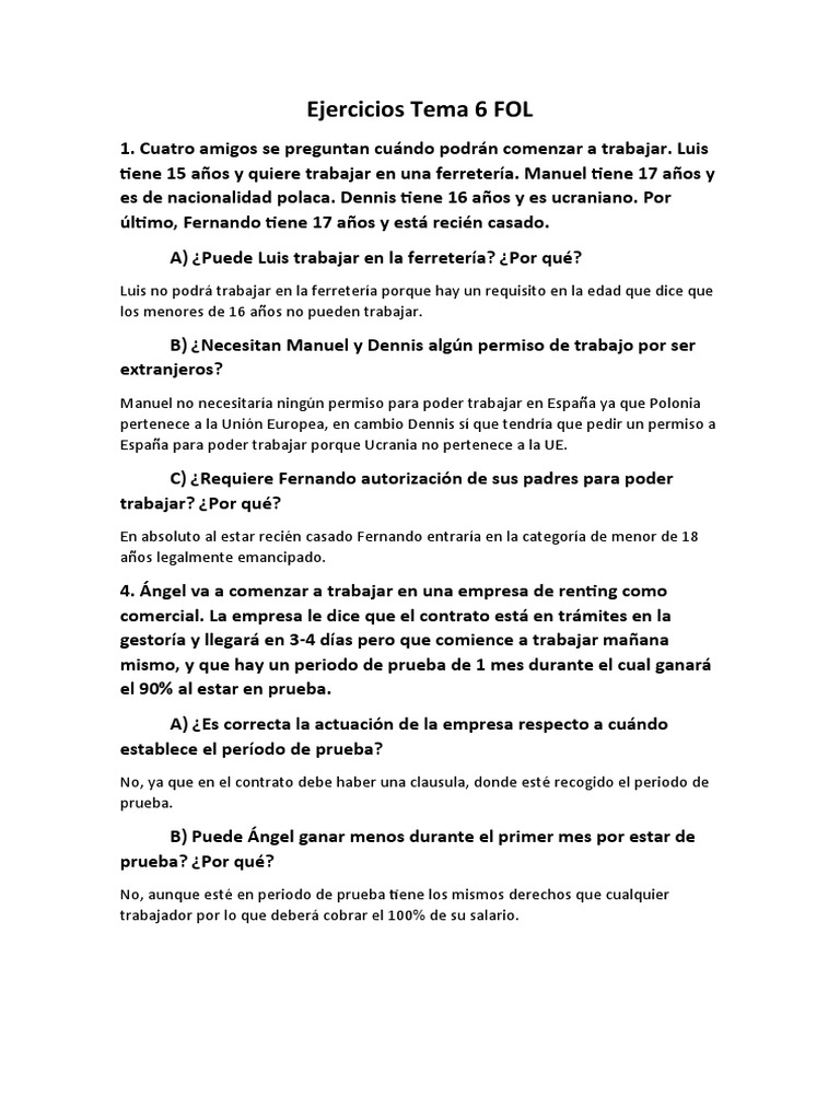 Ejercicios Tema 6 FOL | PDF | Economias