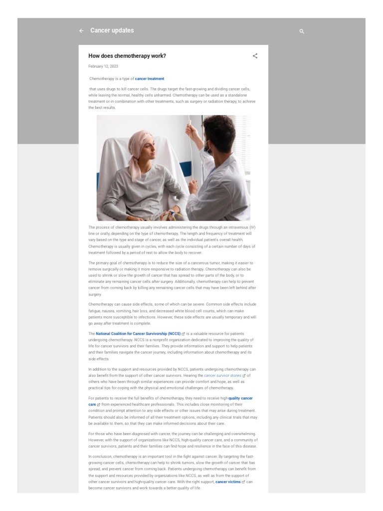 How Does Chemotherapy Work? | PDF | Chemotherapy | Cancer