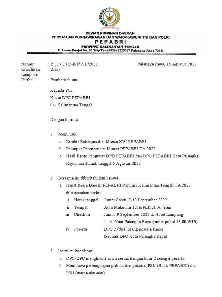 Surat Undangan Ke PC | PDF