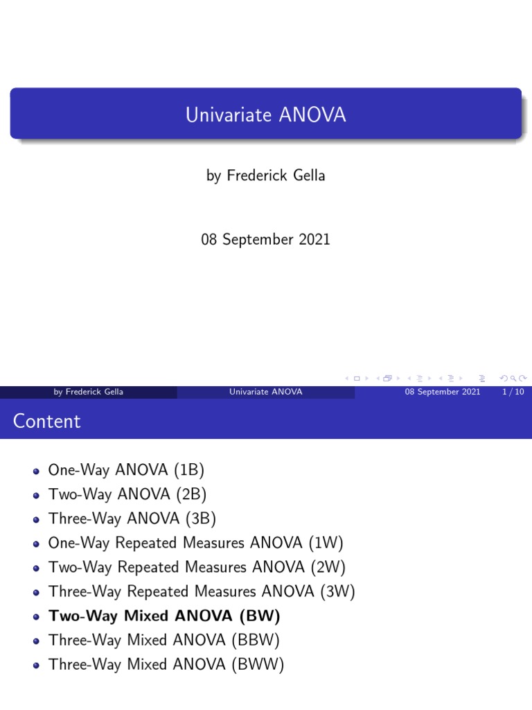 ANOVA Two Way Mixed Models ANOVA BW | PDF | Analysis Of Variance ...