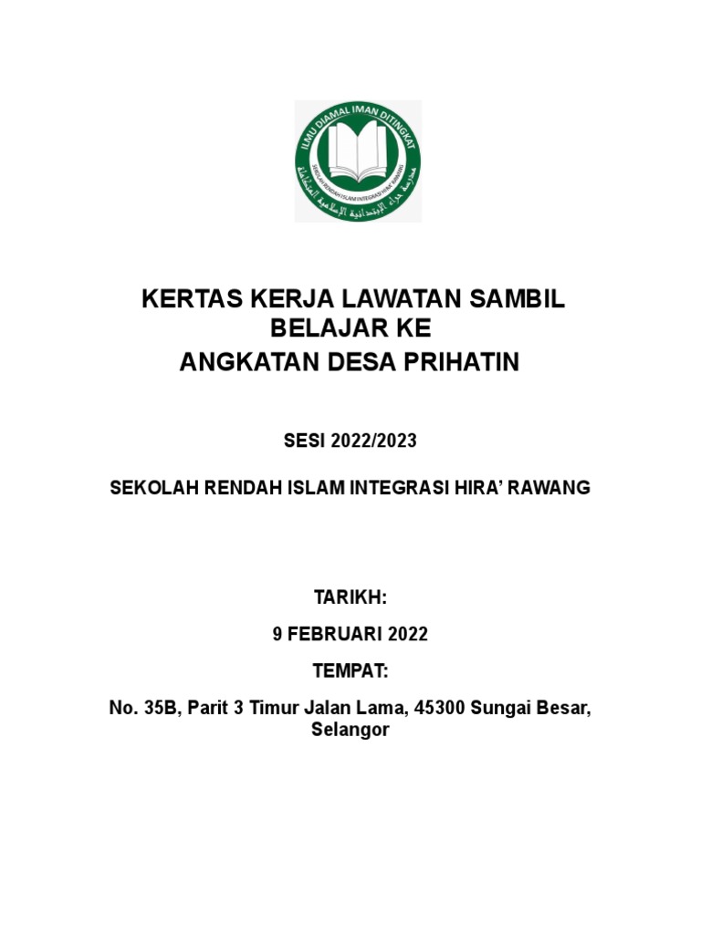 Kertas Kerja Lawatan 2022 - 2023 | PDF