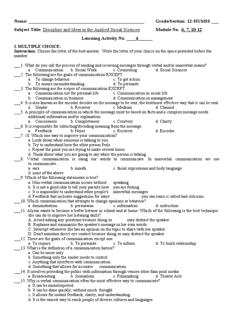 Las 4 - Diass | PDF | Communication | Nonverbal Communication Las 4 - Diass | PDF | Communication | Nonverbal Communication