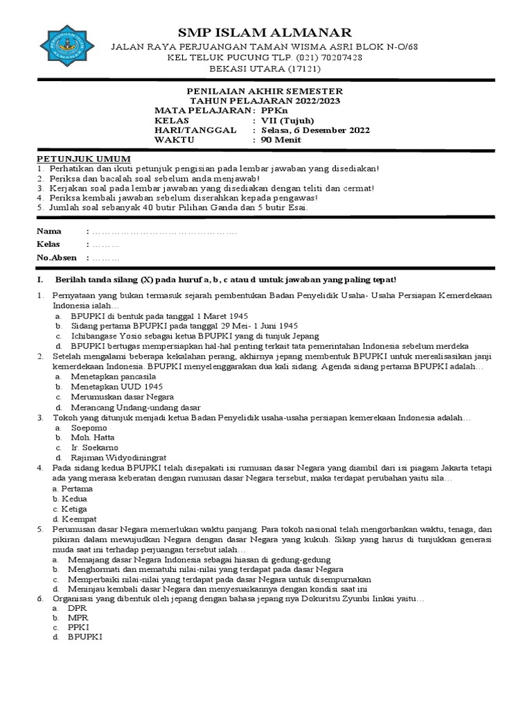Pas PPKN Kelas 7 | PDF