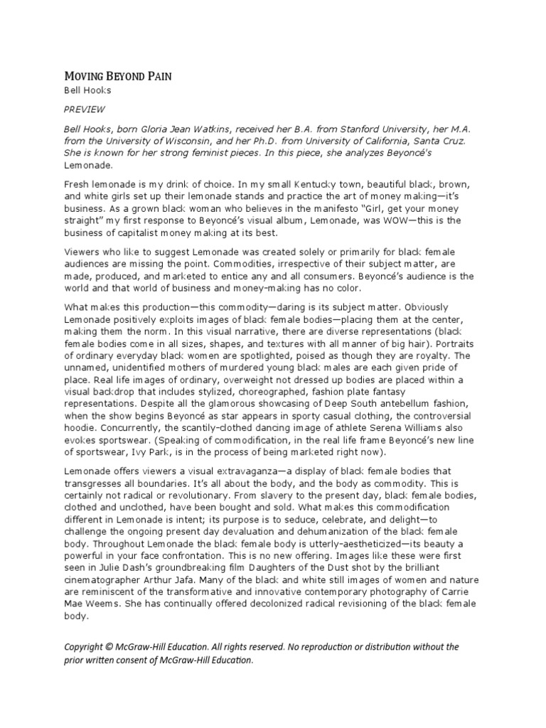 BellHooks Moving Beyond Pain | PDF | Lemonade (Beyoncé Album) | Beyoncé