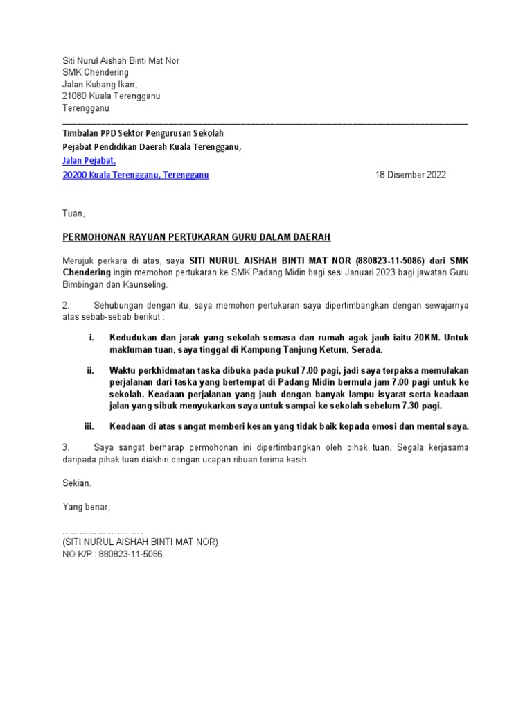 Contoh Surat Rayuan | PDF