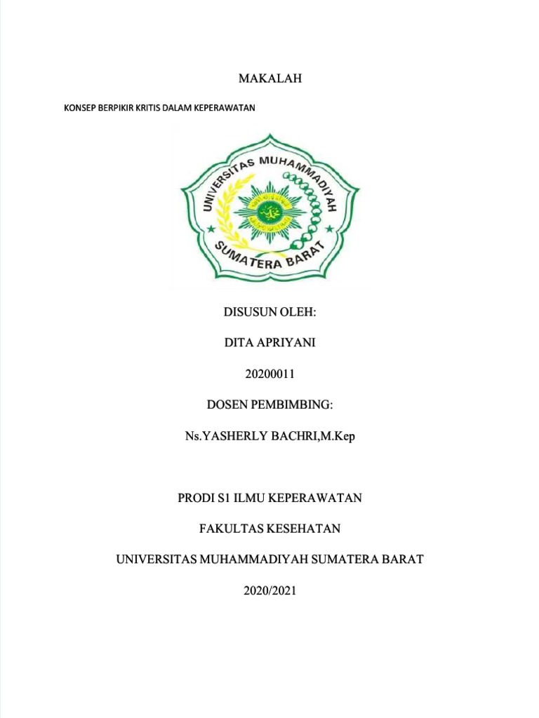 PDF Makalah Konsep Berpikir Kritis Dalam Keperawatan Compress | PDF PDF Makalah Konsep Berpikir Kritis Dalam Keperawatan Compress | PDF