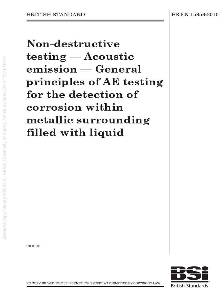 Bs En 15856 2010 General Principles Of Ae Testing For The Detection