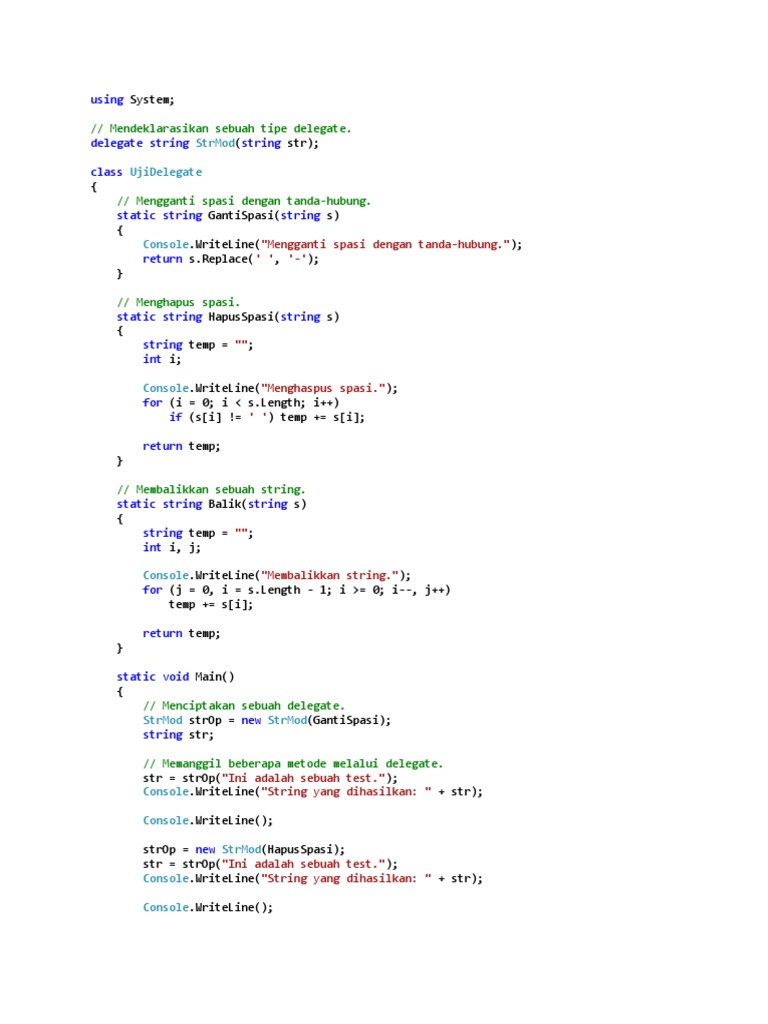 Contoh Program Delegate | PDF